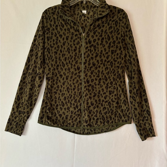 Old Navy | Tops | Leopard Print Green And Black Zipup Top Jacket | Poshmark